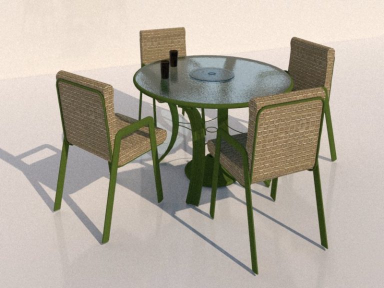 Mesa y sillas de patio para Revit - Familias Revit Gratis